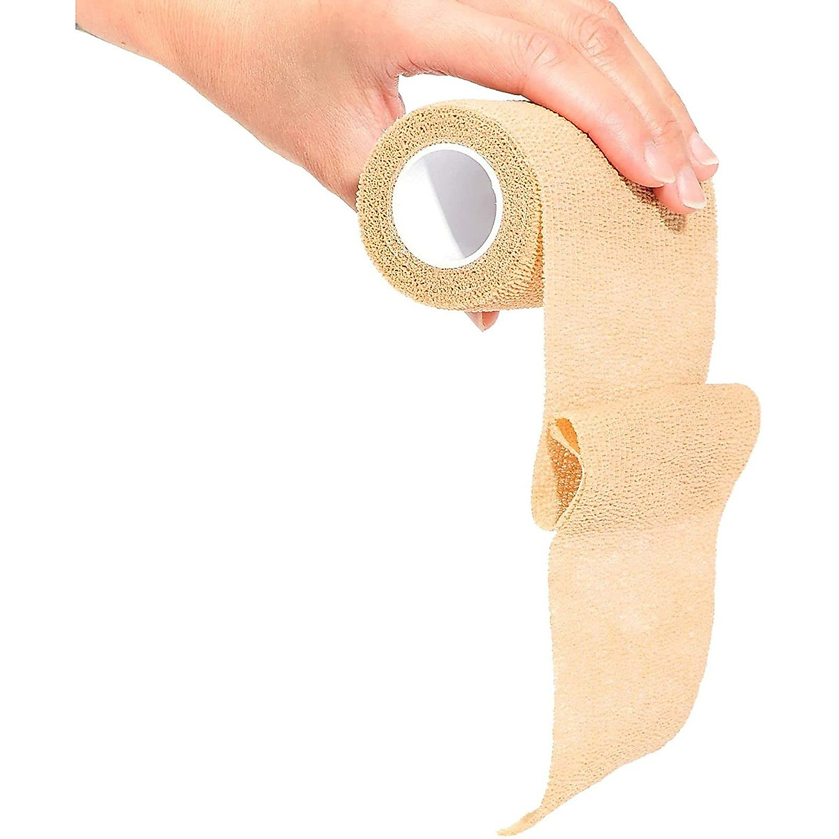Juvale 12 Rolls Self Adhesive Bandage Wraps, 4 Inch x 5 Yards Cohesive Vet Tape for First Aid (Tan)