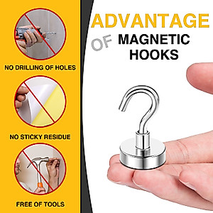 DIYMAG Magnetic Hooks, 25Lbs Strong Heavy Duty Cruise Magnet S-Hooks for Classroom, Fridge, Hanging, Cabins, Grill, Kitchen, Garage, Workplace and Office etc, (6 Pack-Silver),Screw in Hooks