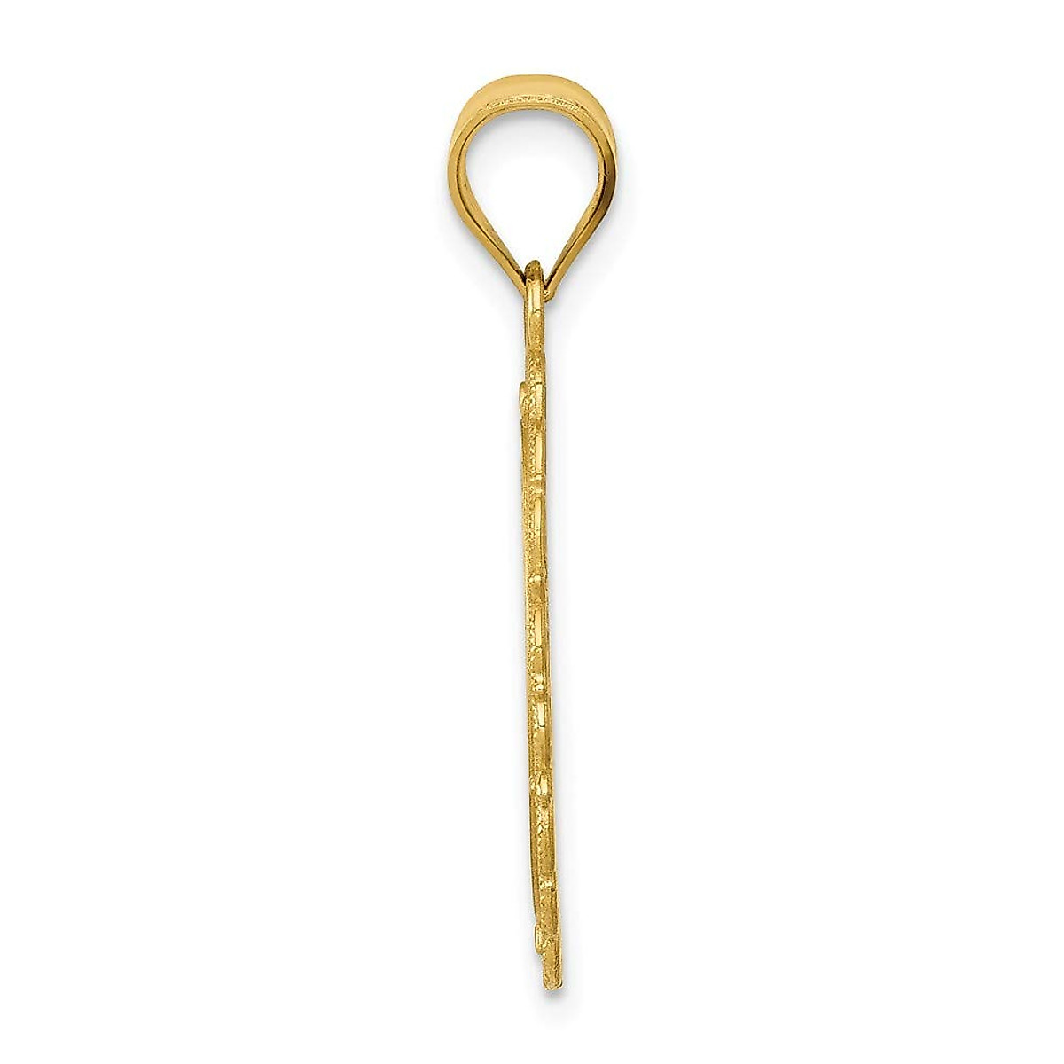 14k Yellow Gold Solid Gemini Zodiac Oval Brushed Matte Finish Pendant Charm - 25mm x 18mm