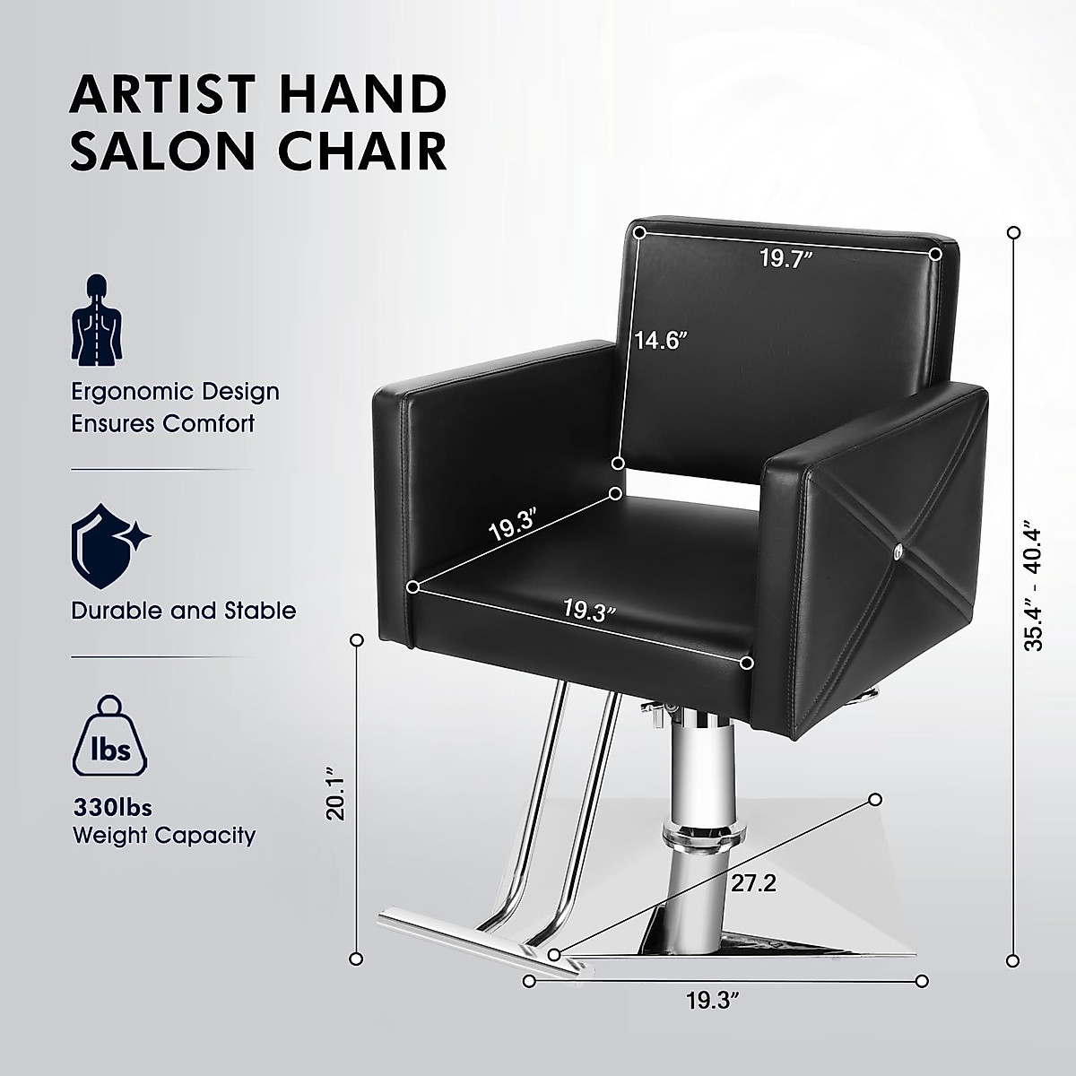 Artist Hand Salon Chair for Hair Stylist, Stylist Chair with Heavy Duty Hydraulic Pump, 360 Degrees Rolling Swivel Spa Beauty Equipment for Hair Stylist Women Man, Max Load Weight 330 Lbs