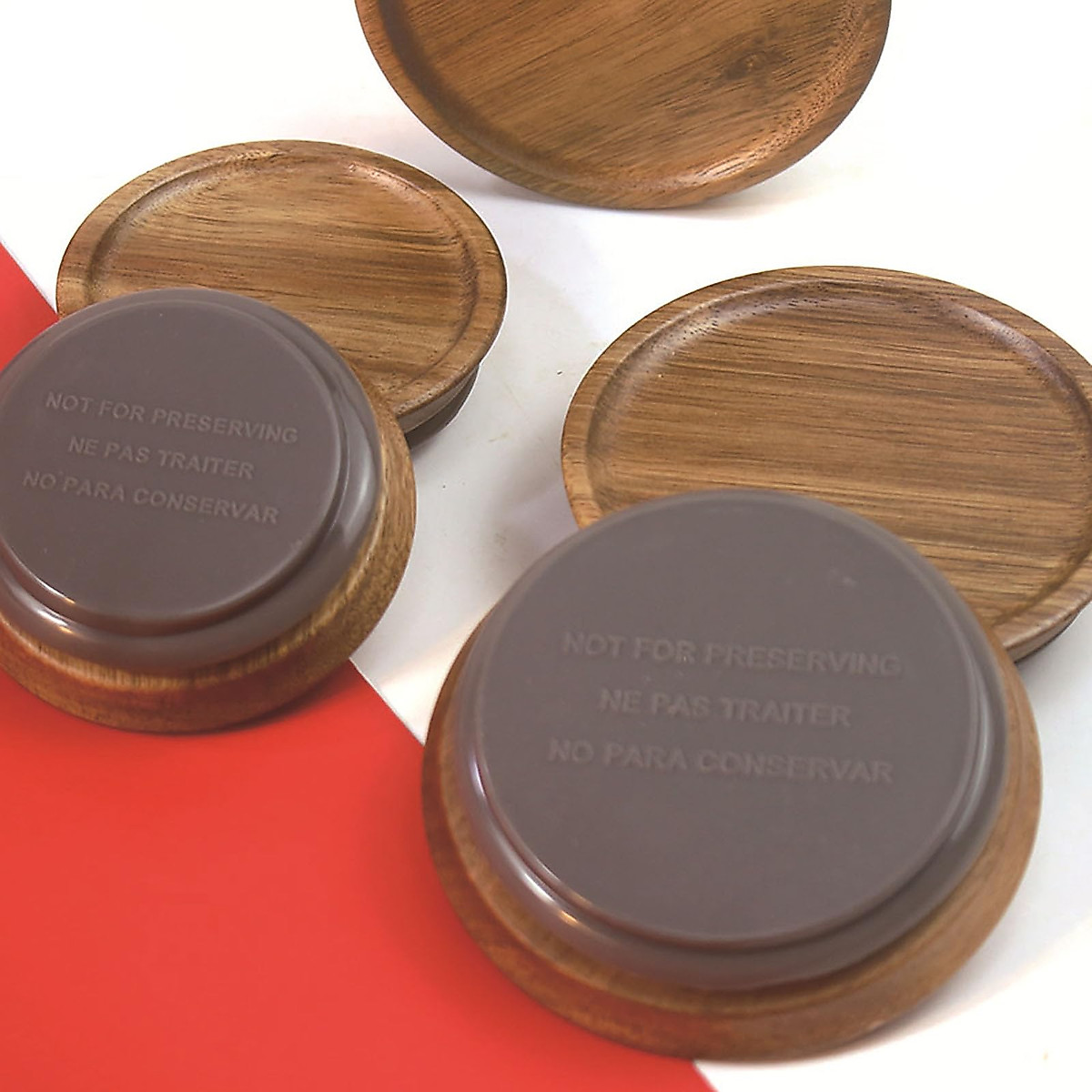 8 Pack Wide Mouth Mason Jar Lids Acacia Wood Mason Jar Lids with Silicone Seal Reusable Wooden Lids for Canning Jar Yogurt Cookie Dry Food Storage