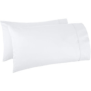 Amazon Basics 400 Thread Count Cotton Pillow Cases - Standard, Set of 2, White