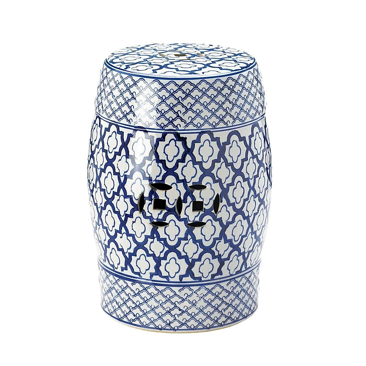 Koehler 10017922 Accent Plus Blue and White Ceramic Decorative Stool