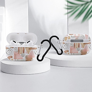 Aesthetic Boho Abstract Shapes Print Airpods Pro Case with Key Chain Full Protective Durable Shockproof Wireless Headphone Case PC Hard Case Cover for Apple AirPods Pro Case 2nd/1st Generation