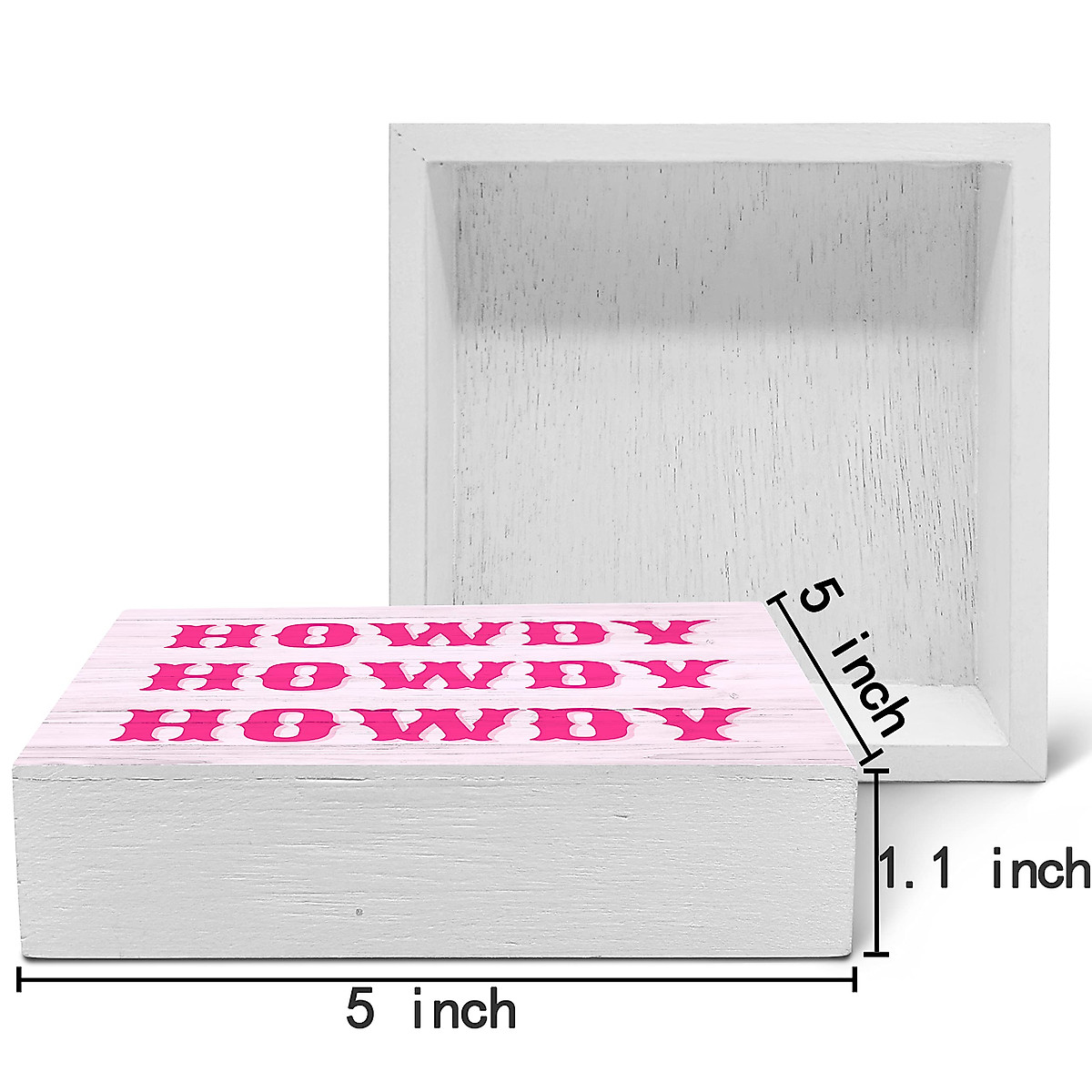 SRADMO Hot Pink Howdy Preppy Wood Box Sign Desk Decor，Pink Preppy Cowgirl Wooden Block Box Sign Decoration For Western Home Office Dorm Wall Shelf Table Decor