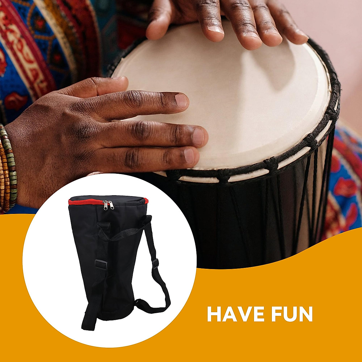 Bstinay Djembe Large Drum Bag 12Inch African Drum Carry Case Musical Instrument Accessory Durable Shoulder Strap Black