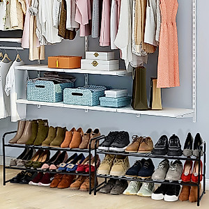 GEORIS Stackable 2-Tier Shoe Rack, Space-Saving Shoe Shelf Organizer for Closet, Entryway, Hallway, Bronze