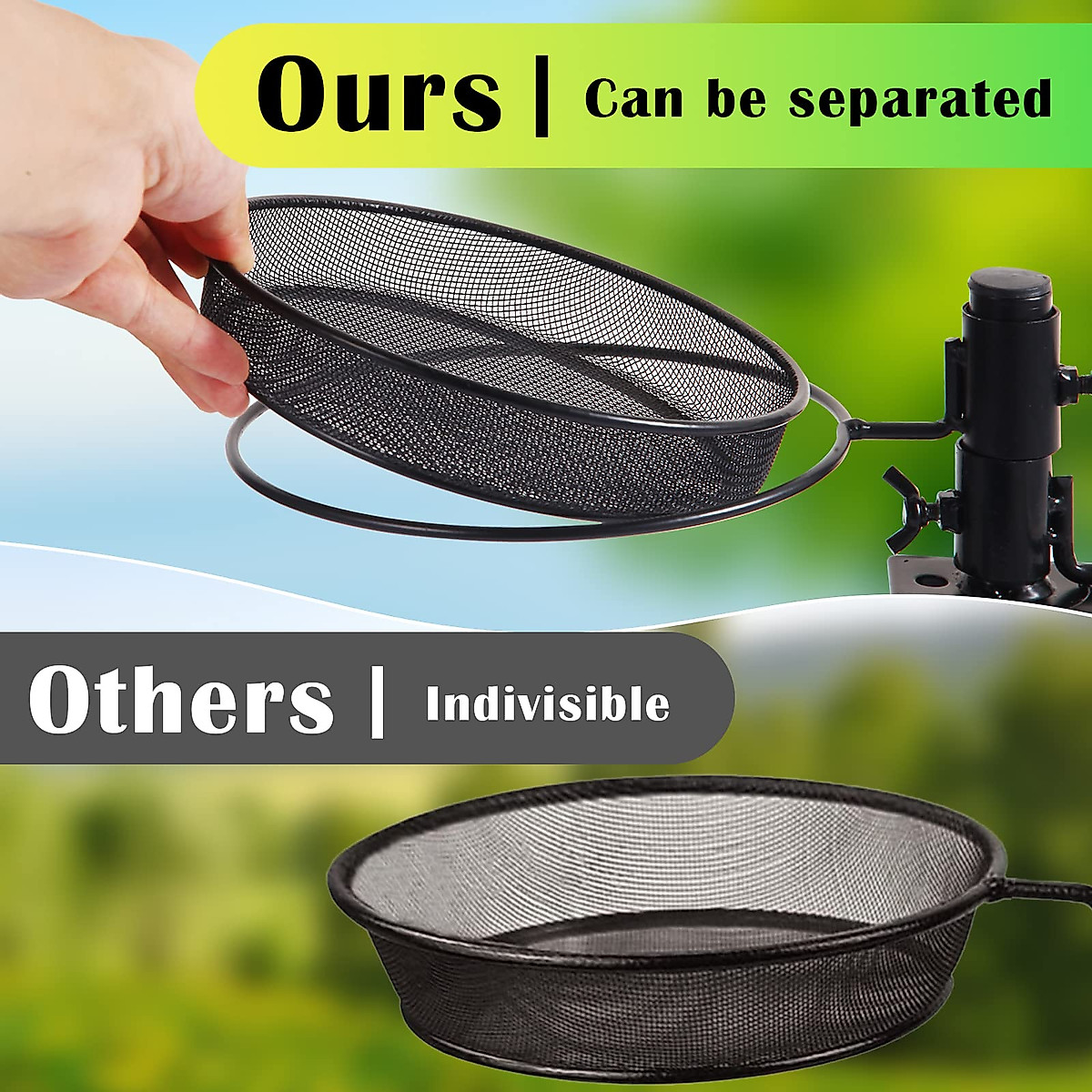 HRAYLTOP Deck Bird Feeders with Metal Mesh Tray and 2 Water Bowls - Detachable Adjustable Heavy Duty Clamp Bracket, Rail Bird Bath Balcony Porch Railing Feeder Perfect for Attracting Birds.