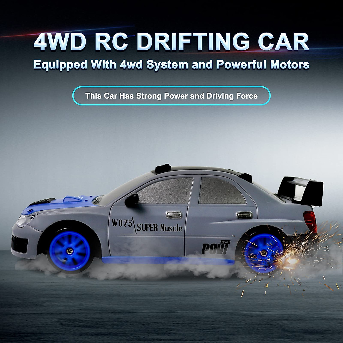 Remote Control Car RC Drift Car 2.4GHz 1:24 Scale 4WD High Speed RC Cars Vehicle with LED Lights Batteries and Drifting Tires Racing Sport Toy Cars for Adults Boys Girls Kids Gift