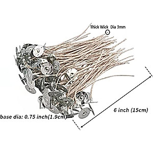 100pcs ECO Wicks for Soy Candles, 6 inch Pre-Waxed Candle Wick for Candle Making,Thick Candle Wick with Base