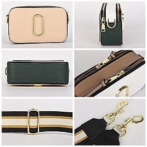 Didida Crossbody Bags, Women Snapshot Mini Purse Leather Crossbody Bag Wide Strap Shoulder Handbag Camera Clutch (Khaki)