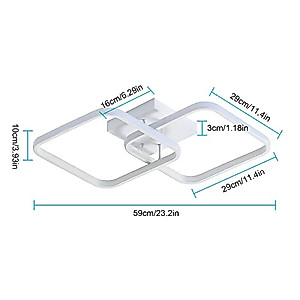 DELIPOP Ceiling Light Fixture, 23 Inch Sqaure Modern LED Ceiling Light, 42W Cold White 6500K Flush Mount Ceiling Light for Hallway Living Room Dinning Room Kitchen and Bedroom Acrylic Ceiling Lamps