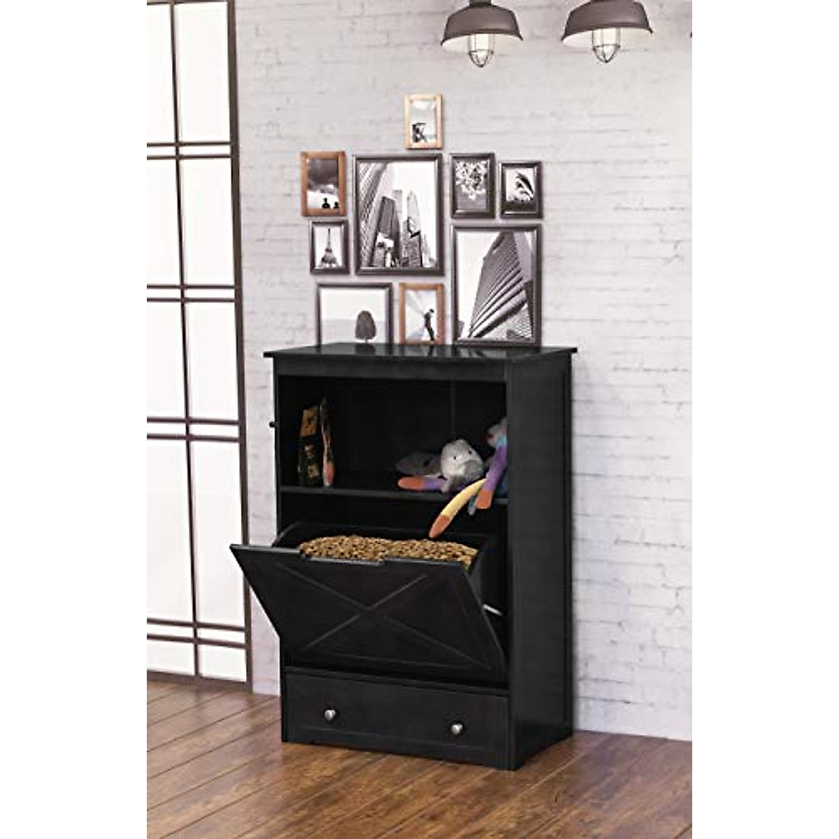 zoovilla Windsor Pet Feeders with storage - dog bowl stand, pet feeder station, Black 13.78?D x 24.02?W x 35.04?H