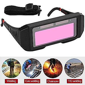 Welder Glasses, Solar Auto Darkening Welding Goggles Safety Protective Welder Mask Helmet with Adjustable Shade Eye Protection PC Anti-glare Glasses for Welder or DIYer Black