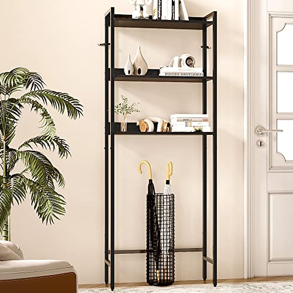 ODIKA Over The Toilet Storage, 3-Tier Over-The-Toilet Space Saver Organizer Rack, Freestanding Bathroom Organizer, Gray