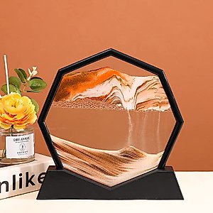 rysnwsu Octagon Dynamic Sand Pictures, Amazing Moving Sand Art, Glass 3D Deep Sea Sandscapes Art Décor, Relaxing Relieve Deskto for Home Decor and Office for Women Men's Present