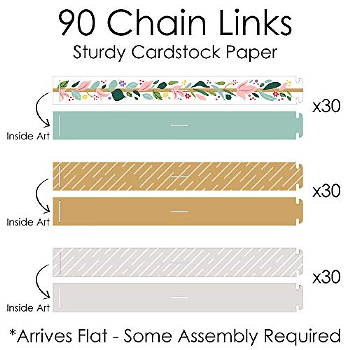 Big Dot of Happiness Religious Easter - 90 Chain Links and 30 Paper Tassels Decoration Kit - Christian Holiday Party Paper Chains Garland - 21 feet