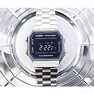 Casio A168WEM-1 Men's Youth Collection Mirror Dial Alarm Chronograph Illuminator Digital Watch