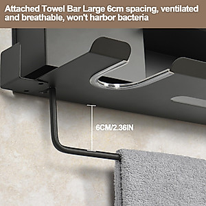 Hair Dryer Holder Hair Tool Organizer Wall Mount, 6 in 1 Adhesive Blow Dryer Holder, Bathroom Organizer for Hair Dryer,Towel, Tissue, Straighteners, Hair Dryer Stand for Home Hotel Barbershop