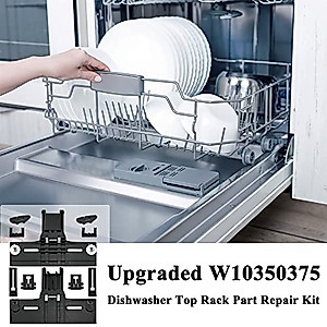 Upgraded W10350375 Dishwasher Top Rack Adjuster & W10195839 Rack Adjuster & W10195840 Arm Positioner & 10508950 Stop Clip & W10250160 Clip Lock, Replacement for Whirlpool Dishwasher Parts, 10 Pack