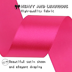 RIUNBB Hot Pink Solid Satin Ribbon 1-1/2 Inch 50 Yards Solid Polyester Fabric Ribbon for Gift Wrapping Wedding Christmas Baby Shower Birthday Party Decoration Handmade Immortal Flower Craft