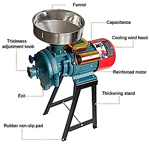 Electric Grain Mill, 3000W 110V Heavy Duty Mill Grinder Heavy Duty Grain Grinder Commercial Electric Feed Mill Dry Cereals Grinder Corn Grain Coffee Wheat Feed Machine With Funnel