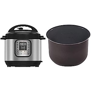 Instant Pot Duo 7-in-1 Electric Pressure Cooker, Sterilizer, Slow Cooker, Rice Cooker, Steamer, Saute, Yogurt Maker, and Warmer, 6 Quart, 14 One-Touch Programs & 6 Quart Ceramic Cooking Pot