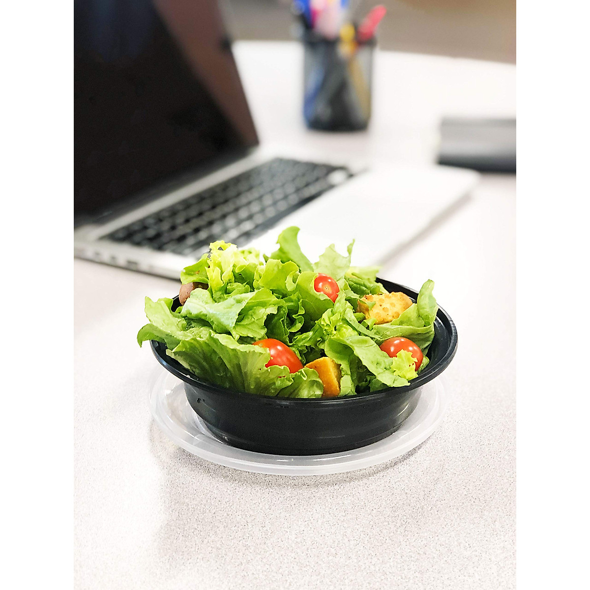 Reli. (50 Pack 16 oz. Meal Prep Container Bowls - Reusable 16 oz Meal Prep Bowls/Food Containers Plastic - Microwavable Freezer Dishwasher Safe Bowls with Lids, Black BPA Free Food Storage Container