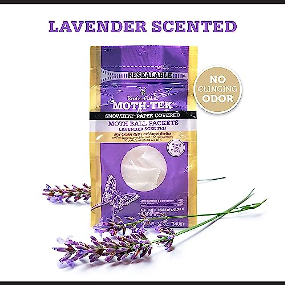Reefer-Galler Moth-Tek Snowhite Lavender Scented Moth Ball Packets 12 oz (6)