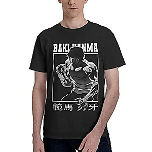 Anime Baki The Grappler Baki Hanma T Shirt Men's Summer Cotton Tee Comfort Crew Neck Short Sleeve Clothes Black
