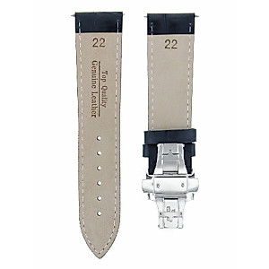 Ewatchparts 22MM BLACK LEATHER WATCH STRAP BAND DEPLOYMENT CLASP COMPATIBLE WITH IWC PILOT PORTUUESE