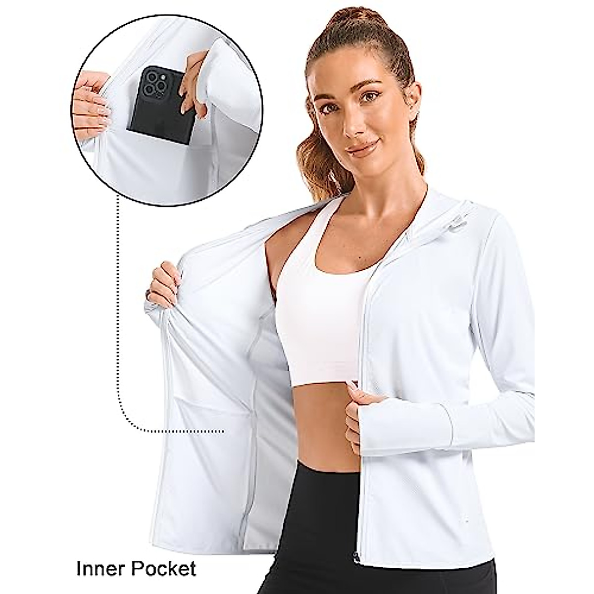 Stelle Women's UPF 50+ Sun Protection Hoodie Jacket Full Zip Long Sleeve with Pockets SPF Hiking Shirt Outdoor