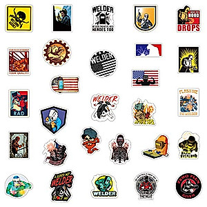 Welder Stickers for Helmet 50pcs, Cool Welding Worker Stickers, Hard Hat Vinyl Stickers for Men Tool Box Laptop Motorcycle Skateboard Bike Luggage