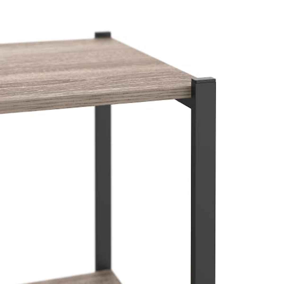 ClosetMaid Ladder Step Bookcase, 4 Tier, 5 Shelves, Display Shelf for Living Room or Office, Industrial Black Metal and Wood, Weathered Gray