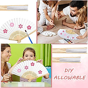 100 Set Folding Fans Wedding Fans Bamboo Hand Held Sandalwood Fans with Thank You Cards, Tassels and Gift Bags for Wedding Guests Party Favors Bridal Shower Dancing Church Home Decoration