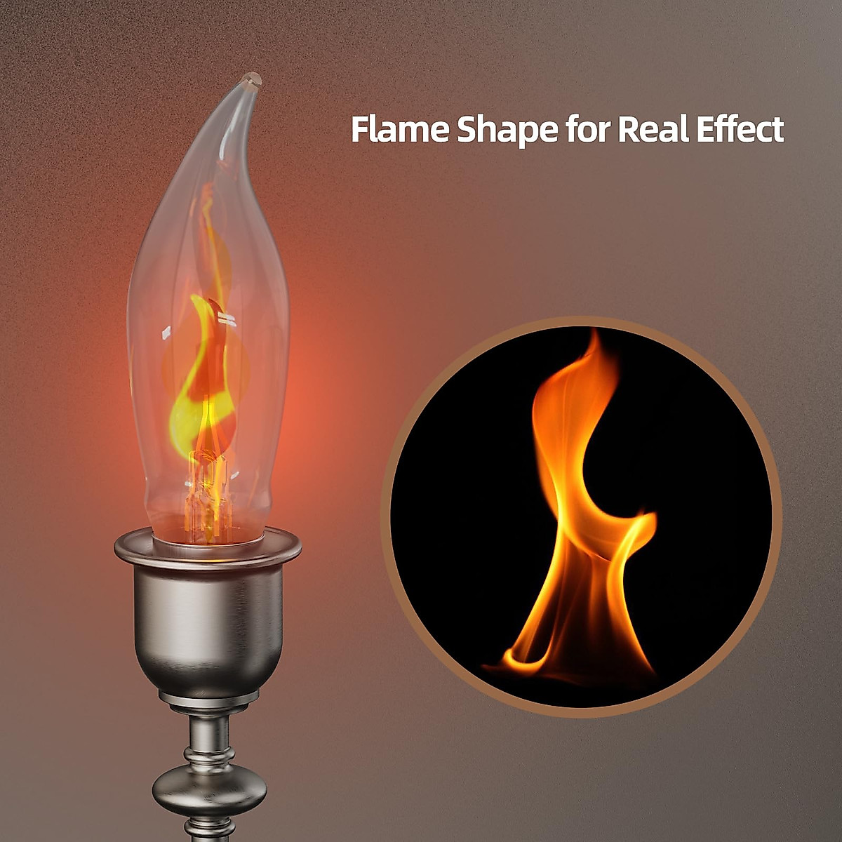 Hompavo Upgraded Flame Light Bulbs, E12 Chandelier Base Candle Flickering Fire Light Bulb for Halloween Christmas Party Porch Indoor & Outdoor Home Decoration - 12 Pack