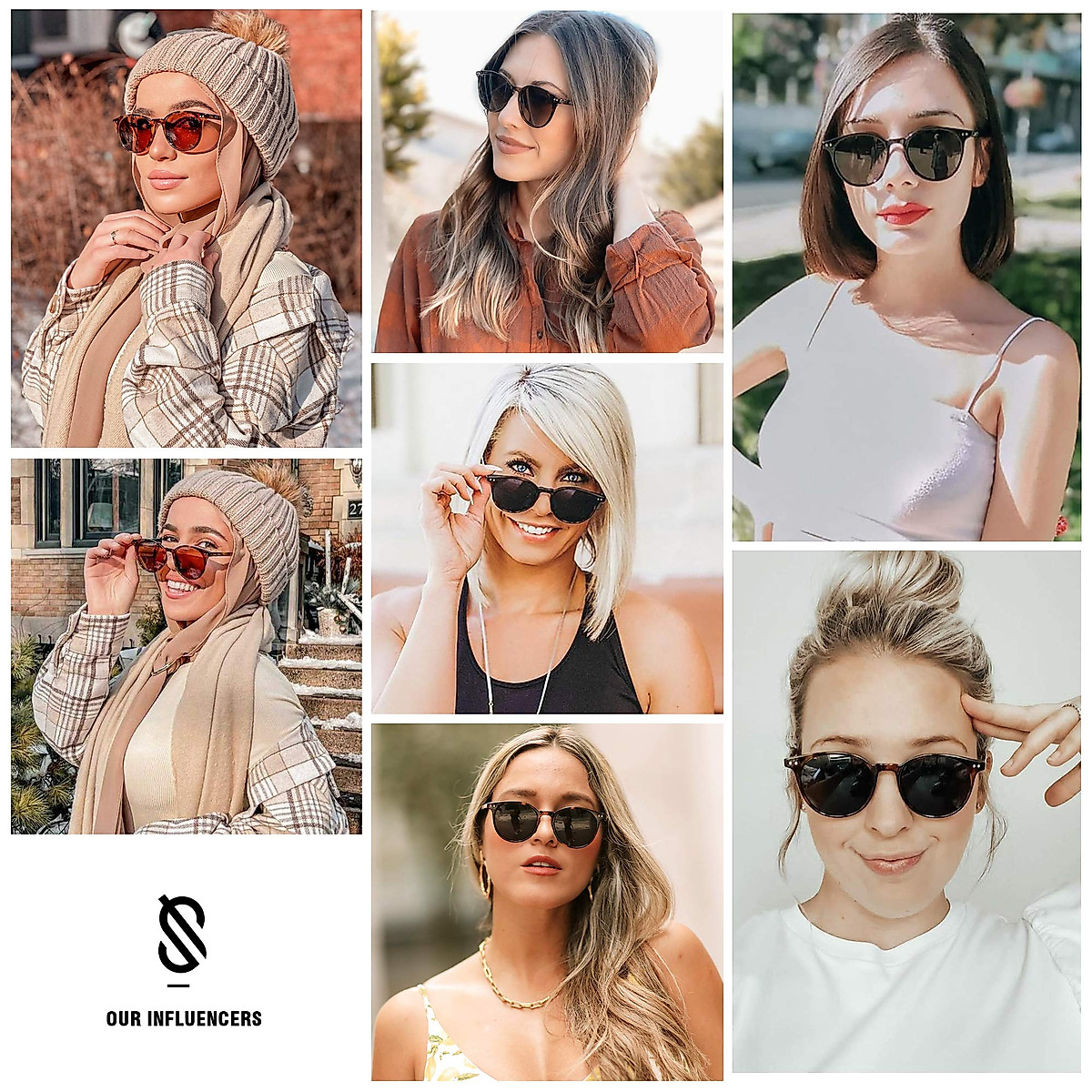 SOJOS Small Round Classic Polarized Sunglasses for Women Men Vintage Style UV400 Lens SJ2113, Black/Rose Gold
