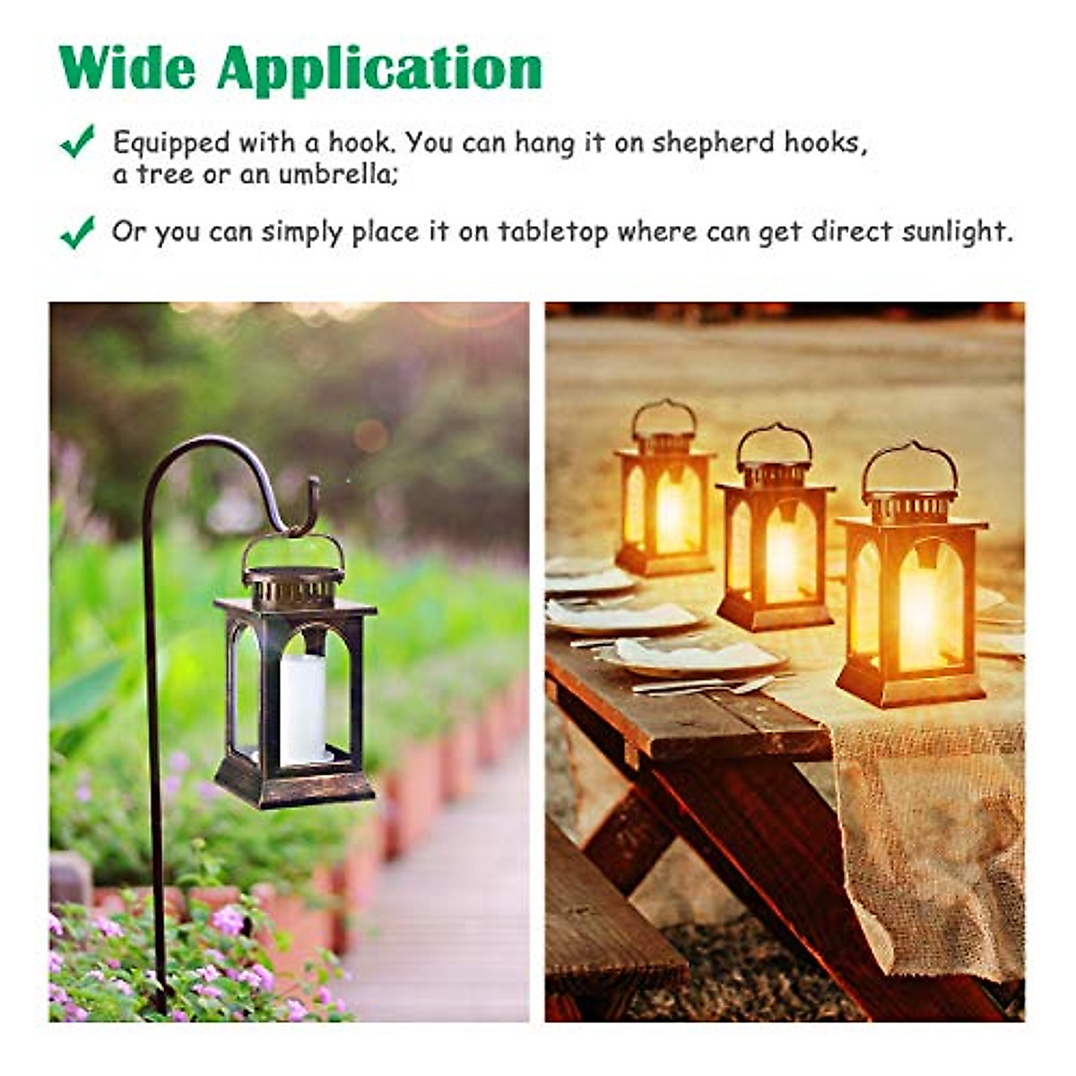 TomCare Solar Lights Flickering Flame Upgraded Metal Solar Lantern Outdoor Hanging Decorative Lanterns Heavy Duty Solar Powered Waterproof Outdoor Lighting for Patio Garden Christmas, 2 Pack (Bronze)