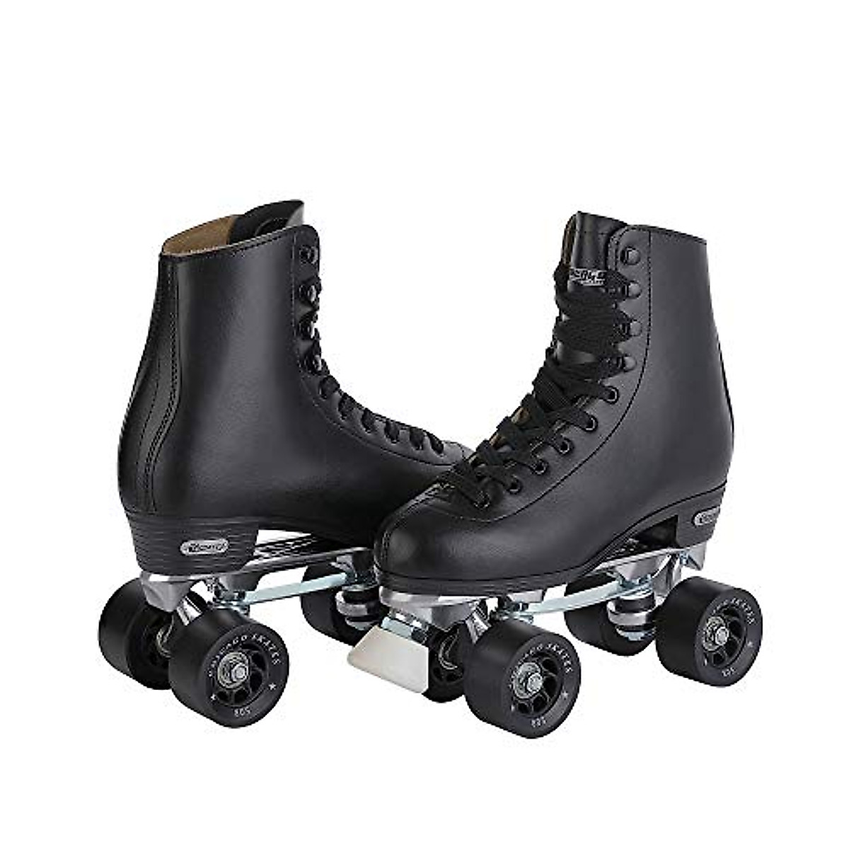 Chicago Men's Premium Leather Lined Rink Roller Skate - Classic Black Quad Skates - Size 11 & Chicago Women's and Girl's Classic Roller Skates - Premium White Quad Rink Skates