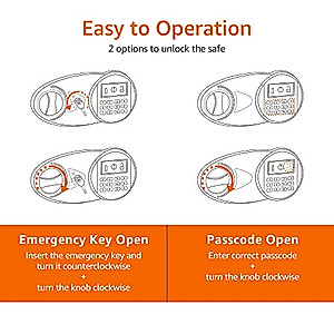 Amazon Basics Steel Security Safe with Programmable Electronic Keypad - Secure Cash, Jewelry, ID Documents - Black, 1 Cubic Feet, 16.93"W x 14.57"D x 9.06"H