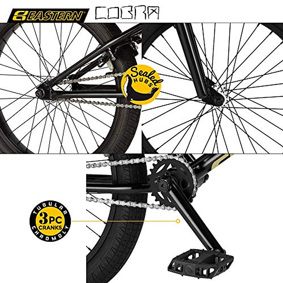 Eastern Bikes Eastern BMX Bikes - Cobra Model Boys and Girls 20 Inch Bike. Lightweight Freestyle Bike Designed by Professional BMX Riders at (Black)