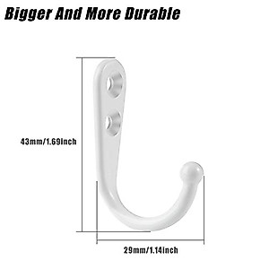 30 Pieces Large Wall Mounted Coat Hook Robe Hooks Cloth Hanger Coat Hanger Coat Hooks Rustic Hooks and 60 Pieces Screws for Bath Kitchen Garage Single Coat Hanger (White)