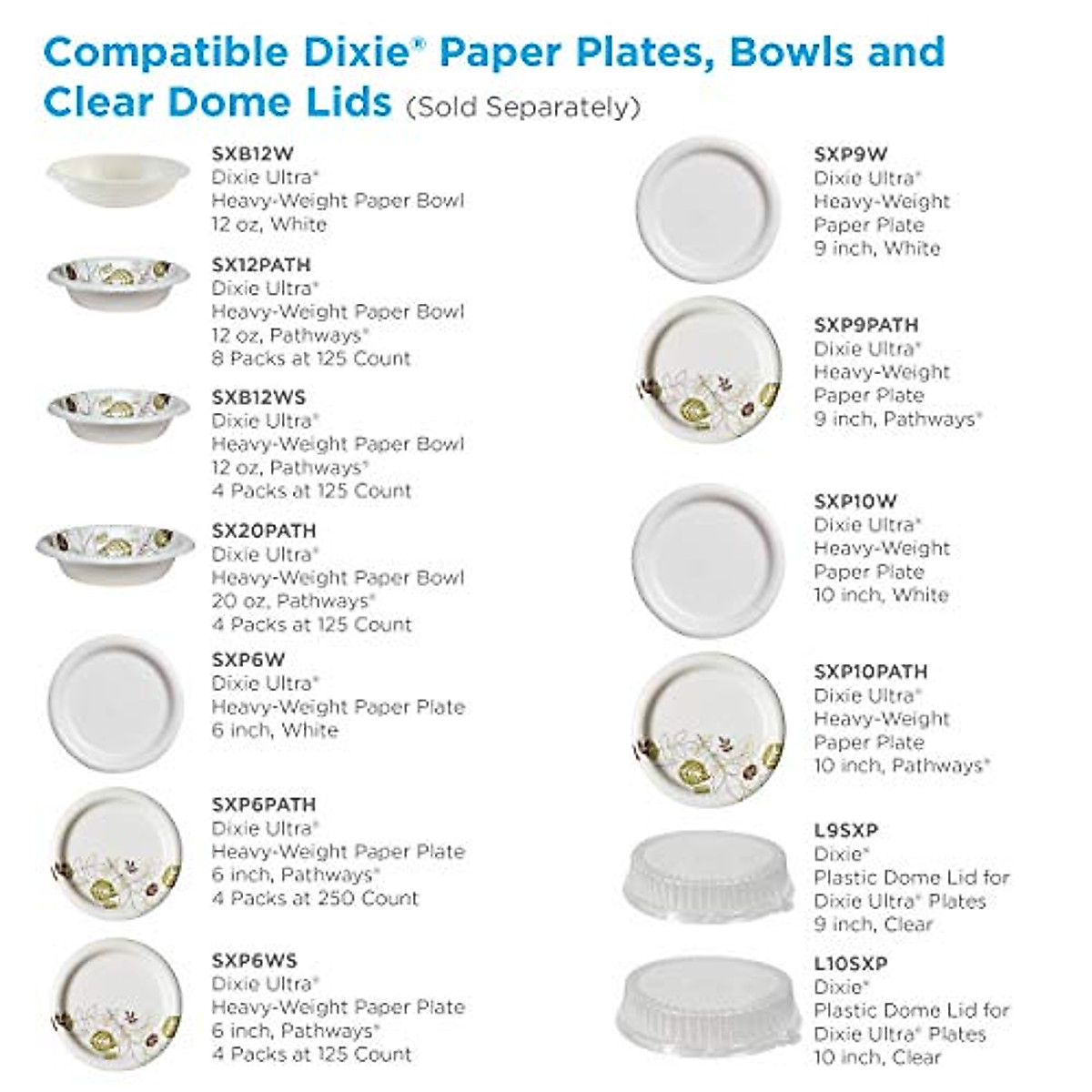 Dixie Ultra 12 oz. Heavy-Weight Paper Bowls by GP PRO (Georgia-Pacific), Pathways, SXB12WS (CASE), 500 Count (125 Bowls Per Pack, 4 Packs Per Case)