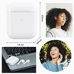 Airpod Charging Case Compatible with Airpods 1&2 Gen, Air Pods Charger Case Replacement, 450mAh Wireless Charging Case with Bluetooth Pairing Sync Button, NO Earbuds, White