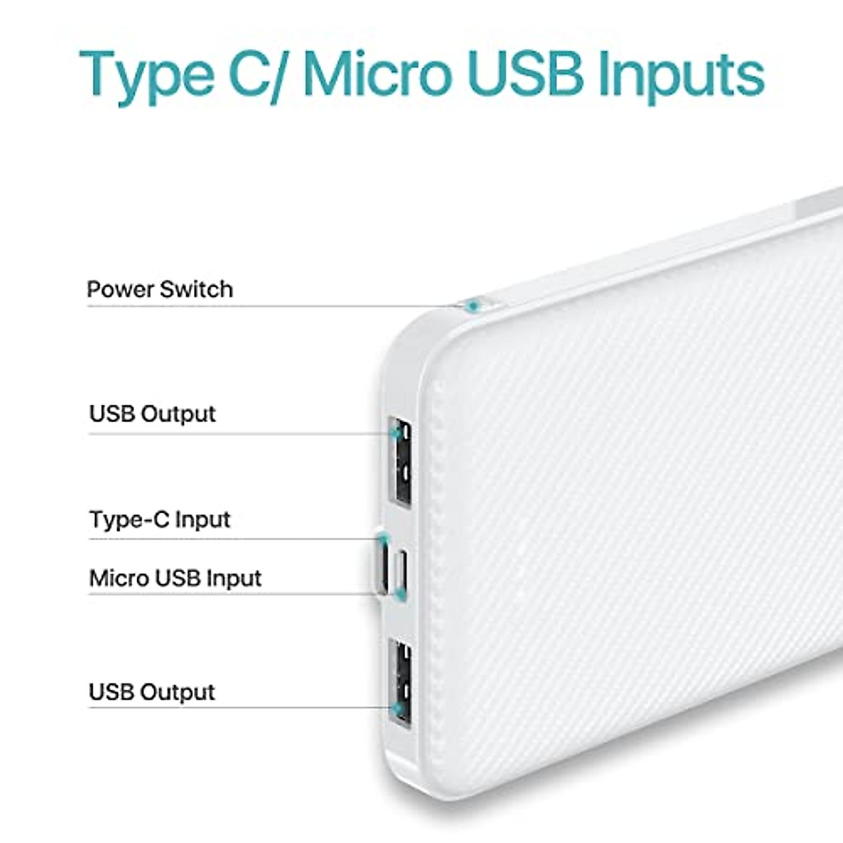 Jassco Portable Charger Power Bank, 12000mAh Dual USB Battery Pack, Fast Charge with USB C & Micro USB Input, Slim & Light Backup Charger Compatible with iPhone 14/13/12, Galaxy, Pixel, iPad and More
