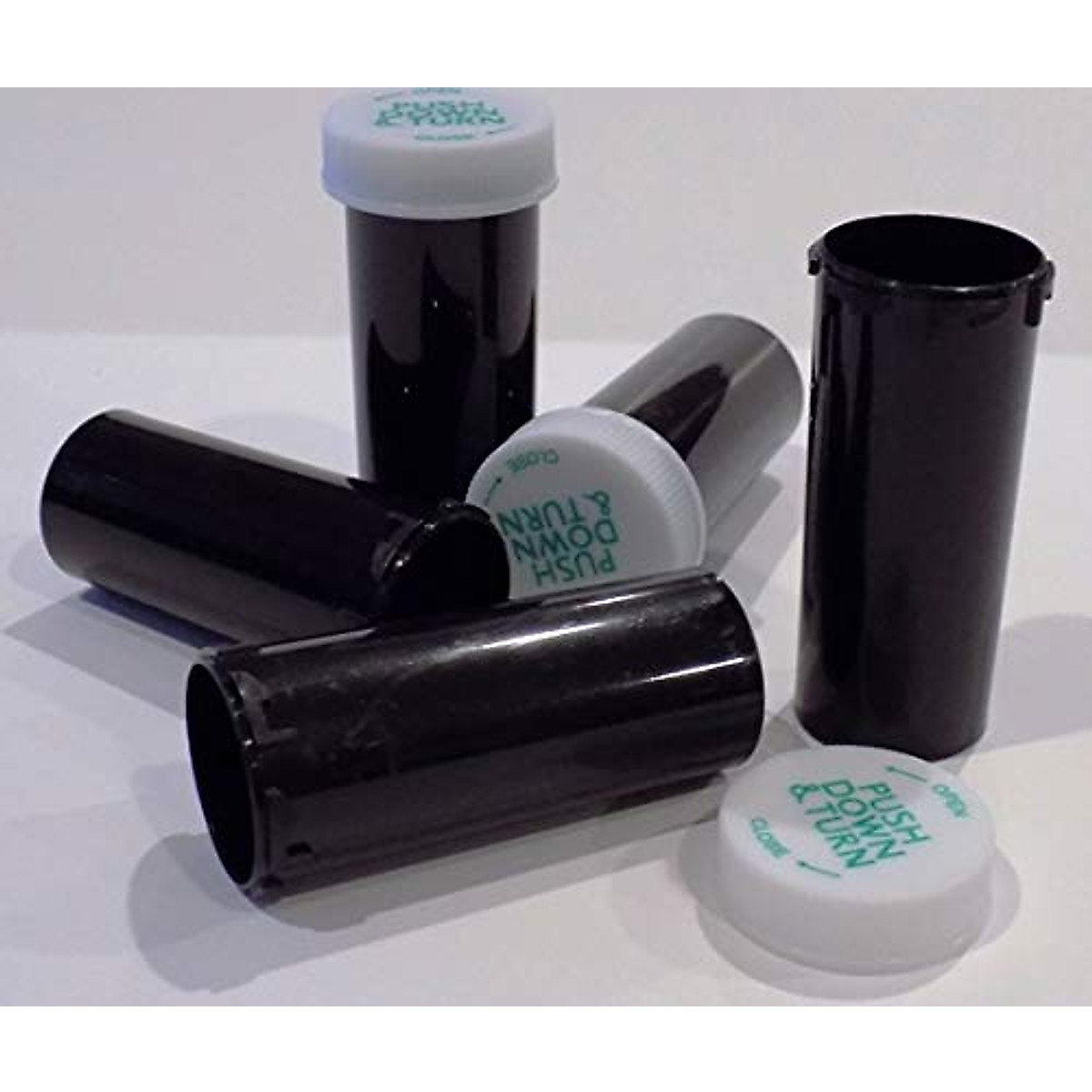 Plastic Solid Black Opaque Cannabis Prescription Vials/Bottles 25 Pack w/Caps 8 Dram Size-Pharmaceutical Grade-Same Sold to Professional Pharmacies, Doctors, Labs, Dispensaries