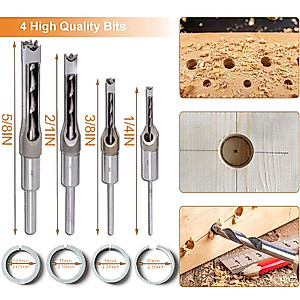 Wafoy Mortising Attachment for Drill Press, 4 Tools Model Drills Chisel Set Mortise and Tenon Tools, Upgrade for Woodworking Mortise Bench for Drill Press Locator