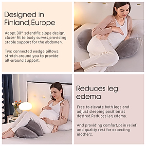 BATTOP Pregnancy Pillow Wedge for Belly Support,Portable Pregnancy Pillows for Sleeping Support Legs,Back,Knees,Adjustable Maternity Wedge Pillow with Removable Cover,Travel Pregnancy Pillow
