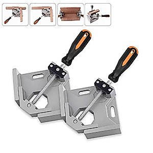 2 Pack Right Angle Clamp - 90 Degree Clamps for Woodworking, Single Handle Aluminum Alloy Corner Clamp with Adjustable Swing Jaw for Welding, Wood-Working, Drilling, Crafting Project