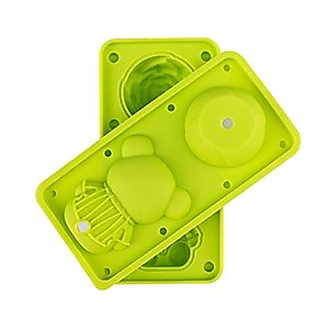 Bear and Rose Ice Cube Tray, 3D Ice Cubes Mold, Super Easy Release Stackable, Flexible Silicone Ice Cube Molds for Drink, Cocktails, Whiskey (Color : Green, Size : 4PCS)